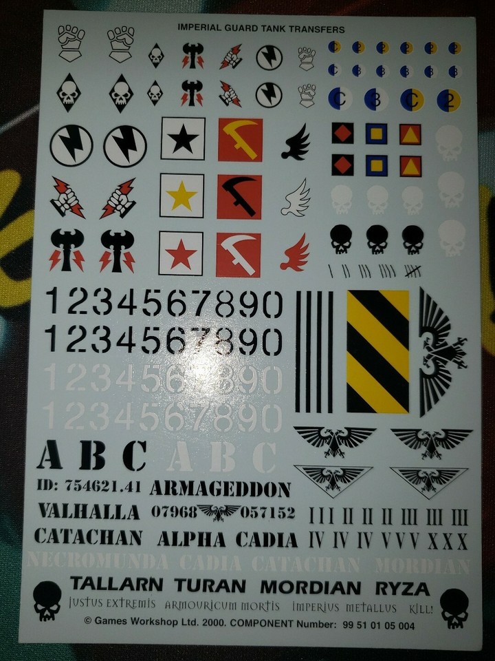 Warhammer 40k Space Marine Dark Angels Vehicle Transfer Sheet Also Fits ...