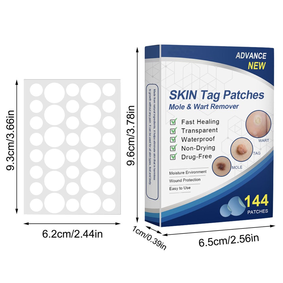 144pcs Skin Tag Remover Patches Quick Effective Mole Wart Removal Pad ...