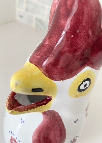 Rooster Pitcher Hand Painted in Italy, Chicken Sigma Tastesetter Label ...