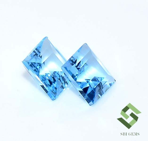 5x5 mm Certified Natural Sky Blue Topaz Square Cut Pair 1.39 CTS Loose ...
