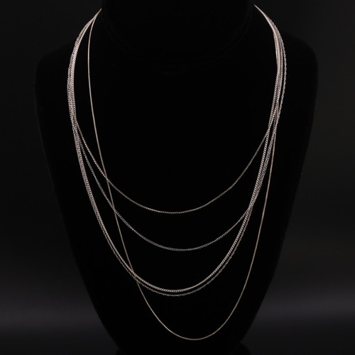 Sterling Silver - Lot of 5 Assorted Curb Box Snake Chain Necklaces - 8g ...