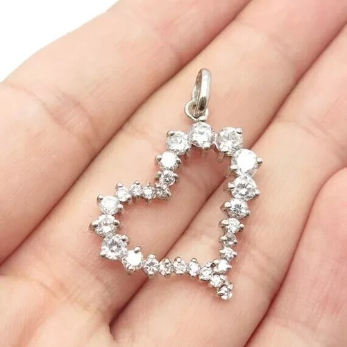 2 CT Round Lab-Created Diamond Heart Shape Pendant 14K White Gold ...