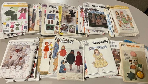 MIXED LOT 37 USED SEWING PATTERNS BABY CHILDRENS CLOTHES TOYS HATS ...