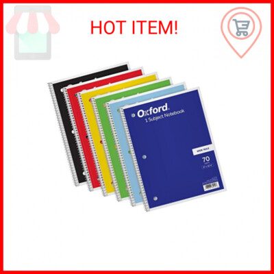 Oxford Spiral Notebook 6 Pack, Bulk Wide Ruled Spiral Notebooks for ...