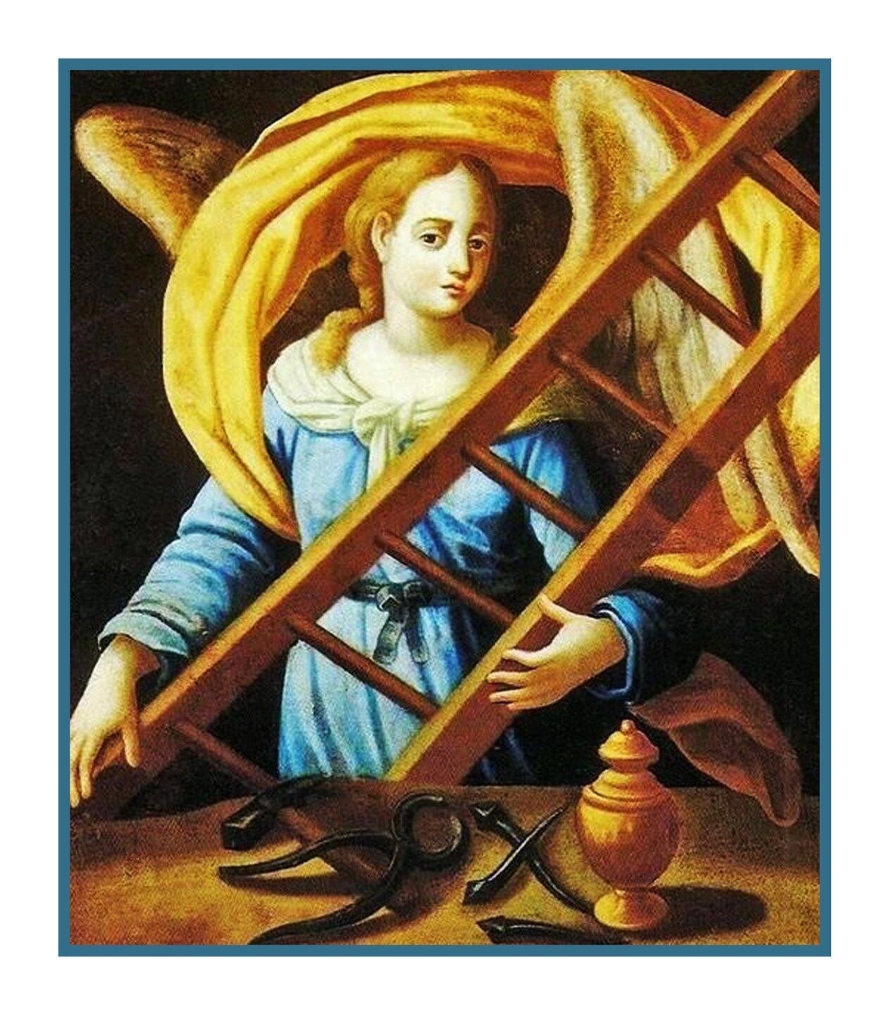 Religious Angel with a Ladder José Joaquim da Rocha Counted Cross ...