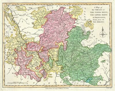 1793 Wilkinson Map of the Upper Rhine, Lower Rhine and Franconia ...
