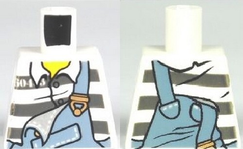 LEGO 973pb0988 Torso Town Prisoner Sand Blue Overalls over Shirt with ...