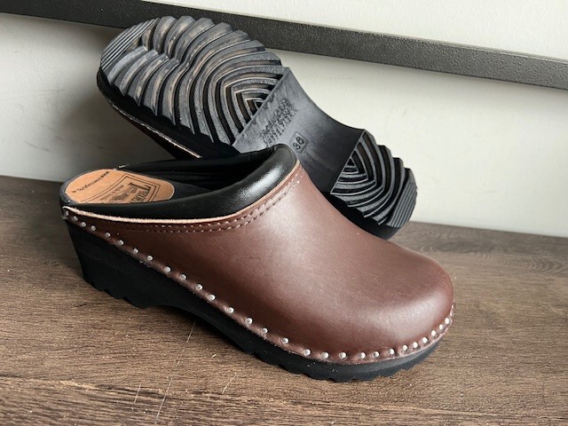 Troentorps Brown Leather Wood Swedish Clogs Size 36/5.5-6 | eBay