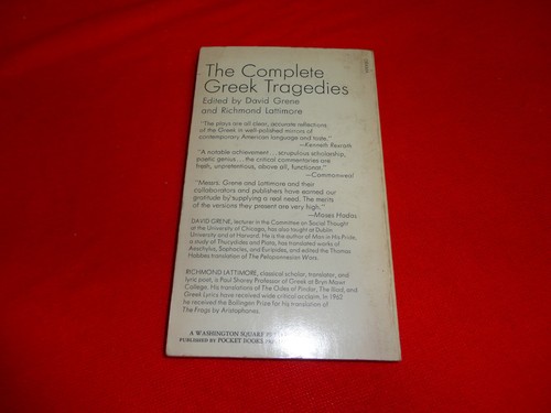 SOPHOCLES EDITED BY DAVID GRENE AND RICHARD LATTIMORE (SMALL PB BOOK ...