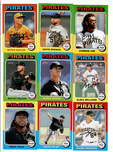 2024 TOPPS HERITAGE PITTSBURGH PIRATES MASTER TEAM SET 21 =17 BASE W/ 9 ...