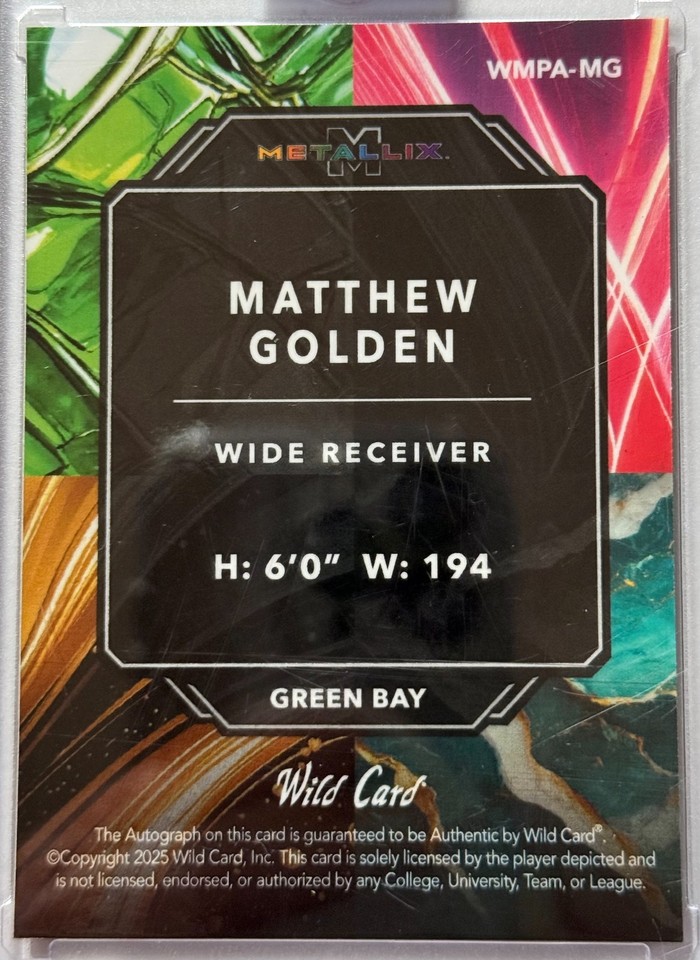 🔥 Matthew Golden Autographed Rookie Card 2025 American Metallix 2/3 ...