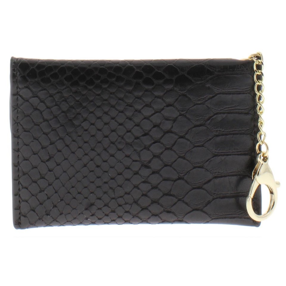 Jules Kae Womens Meg Black Faux Leather Wallet Key Chain Card Case O/S ...