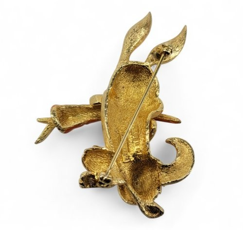 Vintage Marcel Boucher Rabbit Brooch Gold Plated Biting Orange Carrot ...