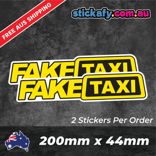 Fake Taxi Stickers (x2) Funny Laptop Car Window Bumper 4x4 Ute Decal ...