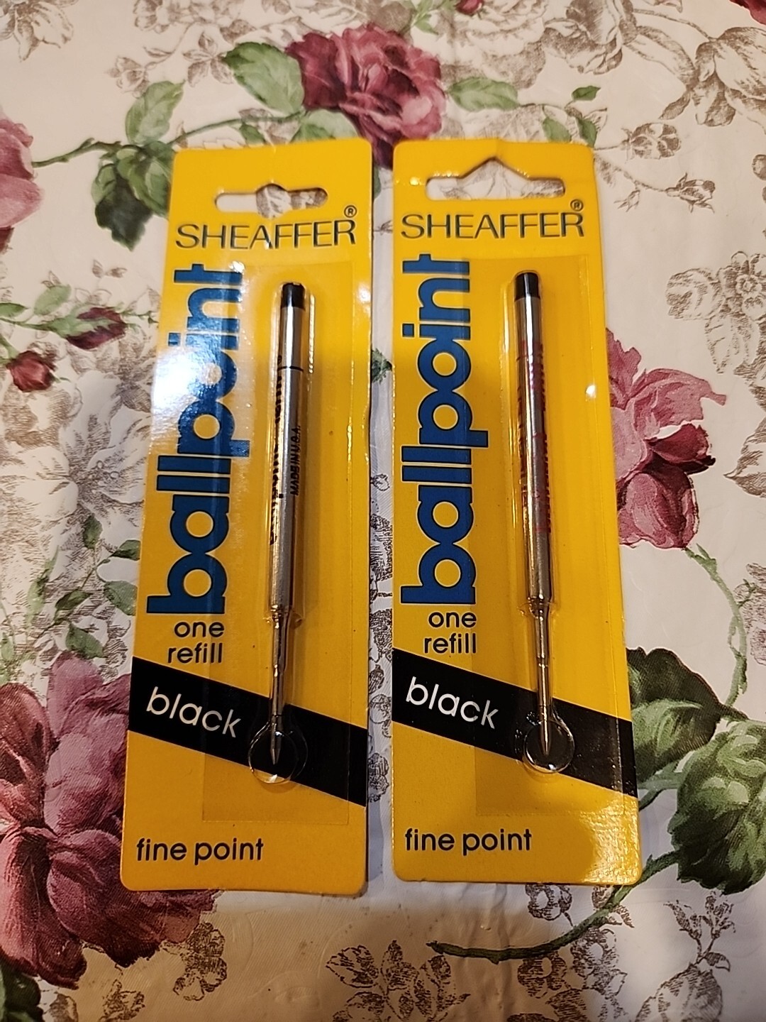 (2) Sheaffer Ball Point Pen Refill Old Style No Wings Black Fine Point ...