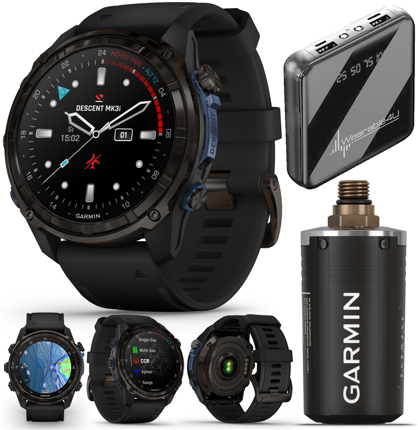Garmin Descent Mk3i 51mm Titanium Diving Computer Smartwatch w/ T2 ...