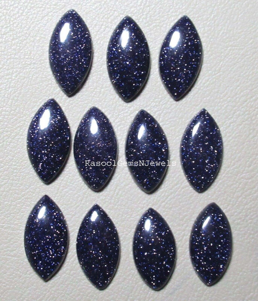 7x14 mm Marquise Shape Blue Sunstone Cabochon Loose Gemstone Wholesale ...