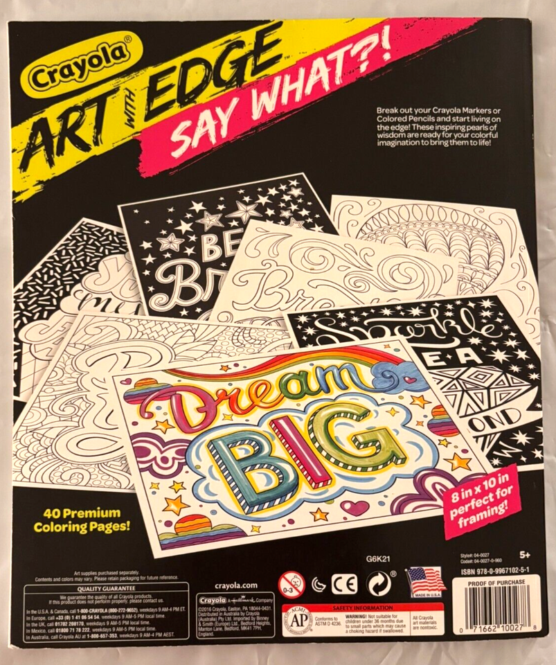 Crayola Art with Edge Bold & Fearless Coloring Book 40 Pages Inspiring ...