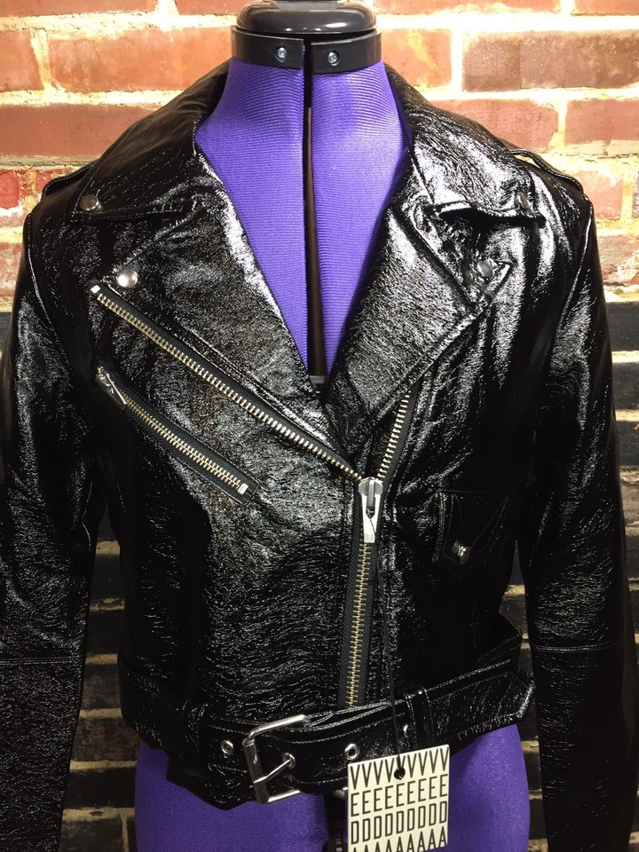 Veda Baby Jane Cropped Moto Jacket Glossy Black Vegan Leather Sz M NWT ...