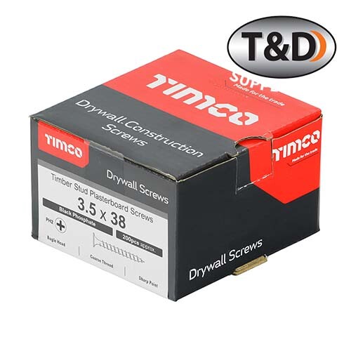 Timoc 200Pcs Drywall Screws 3.5x38 PH Bugle Head, Timber Stud ...