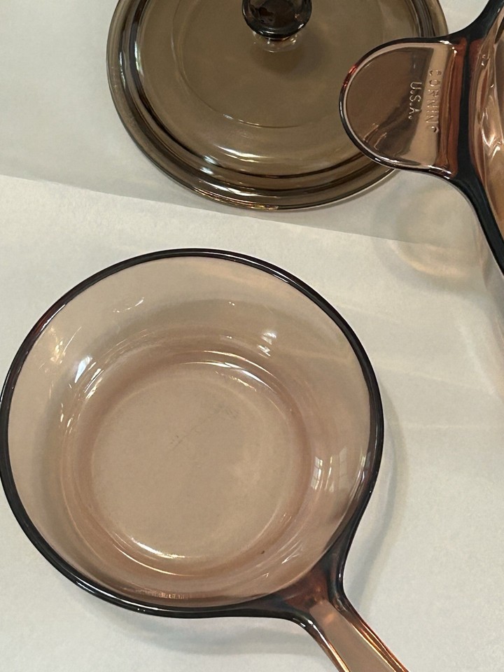 Vision Ware Vintage Corning Pyrex Amber Glass Cookware 6 Pc Set USA ...