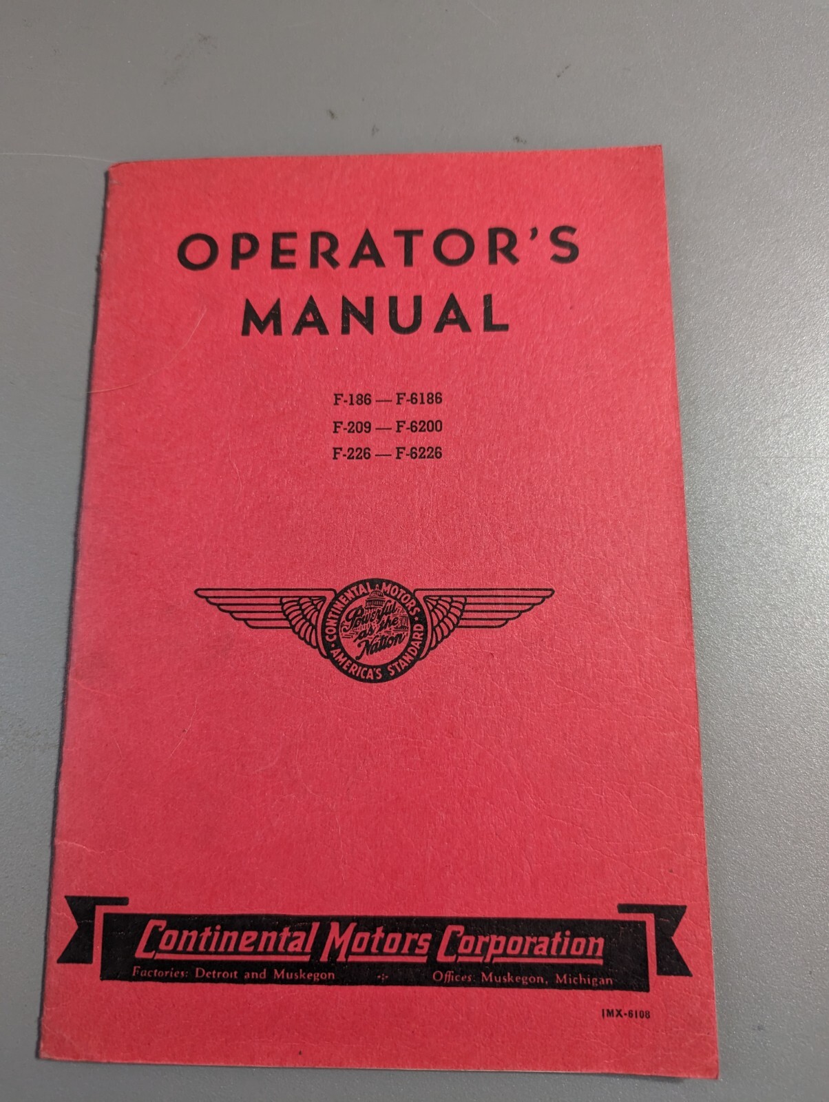Continental Motors Corporation Operator's Manual Engines Power Units ...