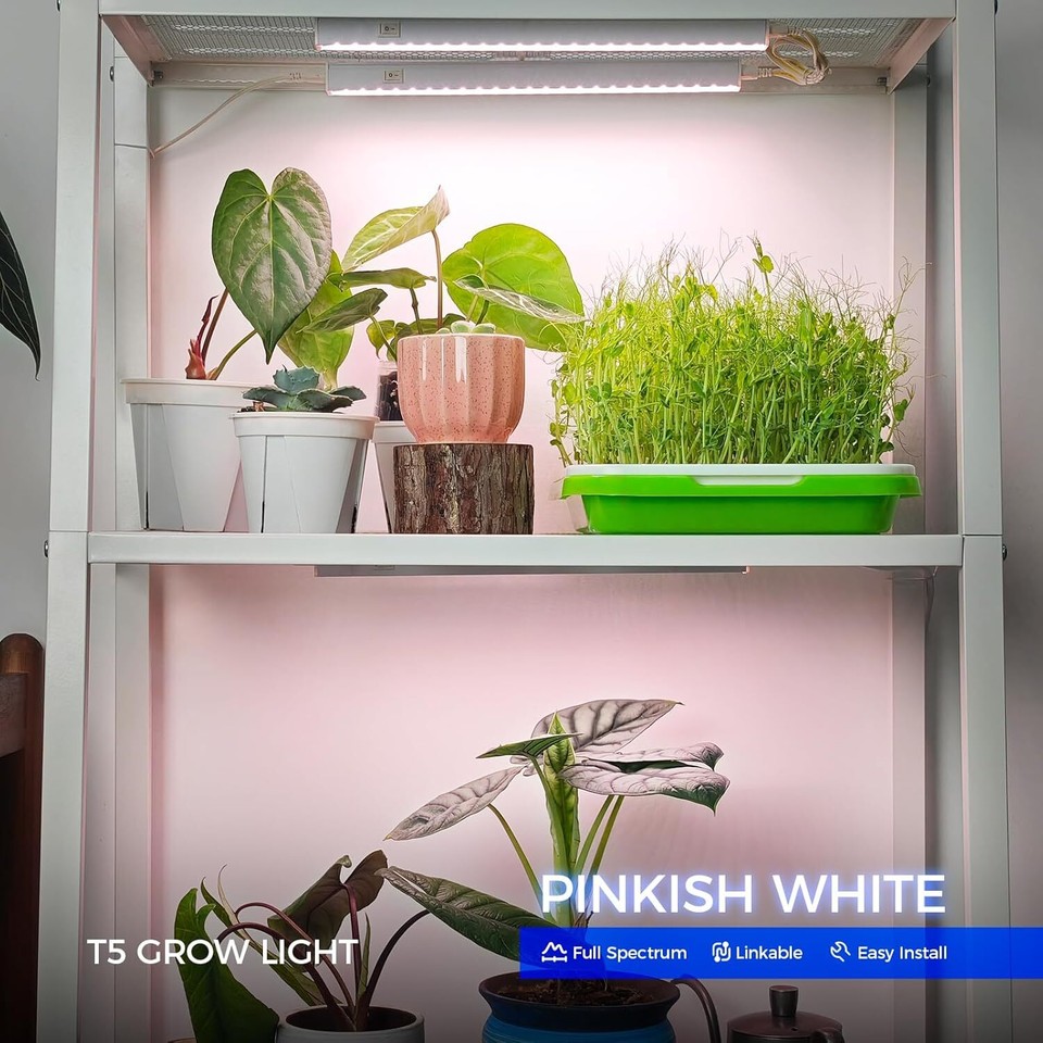 Barrina T5 LED Grow Light Full Spectrum Sunlight 1FT Plant Lamp Pinkish ...