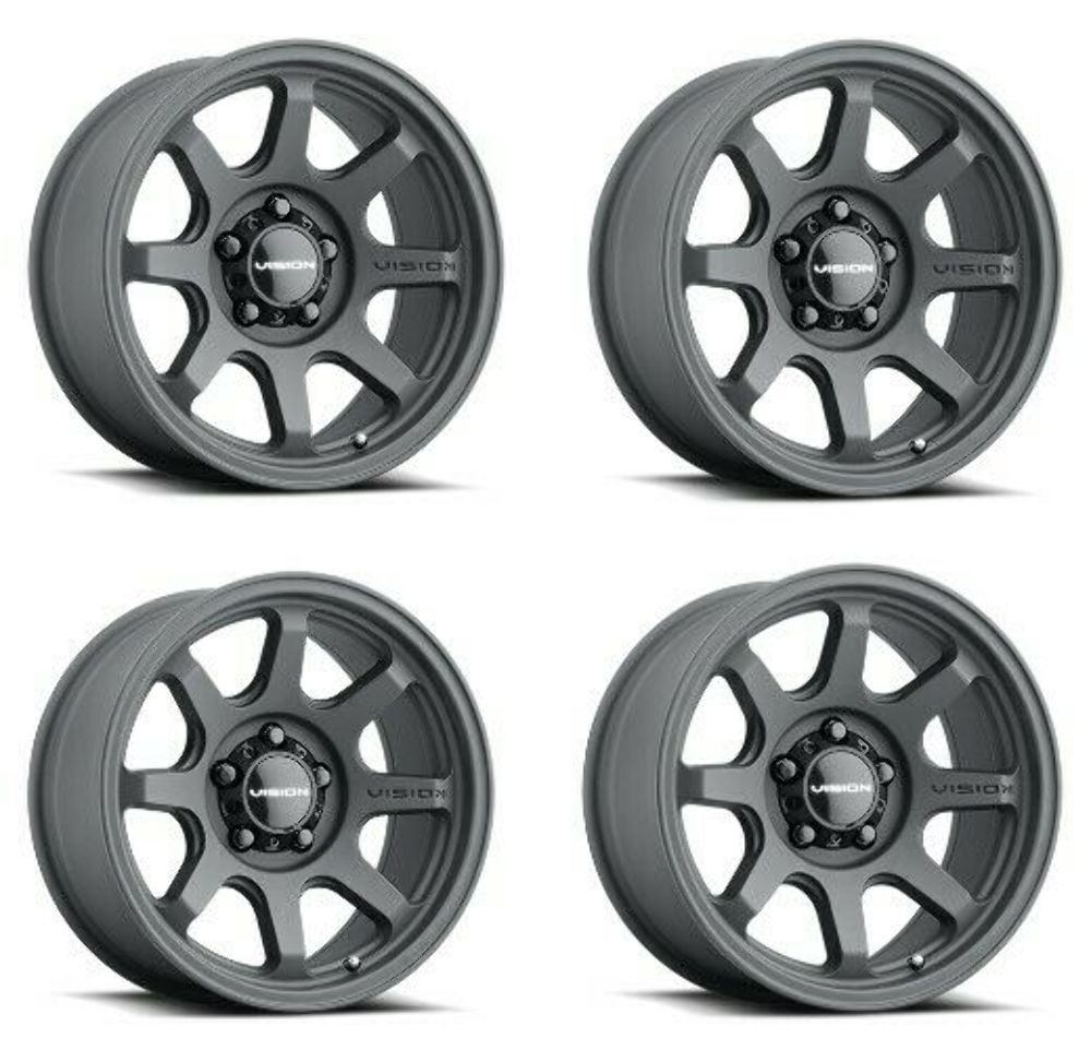 Set 4 16" Vision Off-Road 351 Flow Satin Black Wheels 16x8 6x5.5 Truck ...