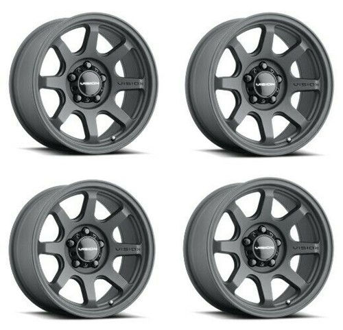 Set 4 16" Vision Off-Road 351 Flow Satin Black Wheels 16x8 6x5.5 Truck ...