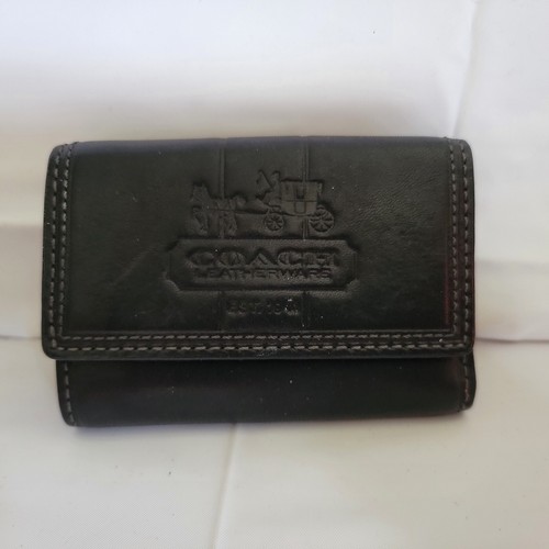 COACH Black Leather Tri-fold Wallet | eBay
