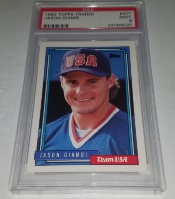 1992 Topps Traded #40T Jason Giambi RC Rookie Card Graded PSA 9 Mint ...