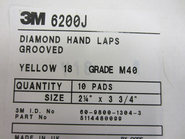 3M 5114480099 Diamond Hand Laps Grooved 6200j M40 Micron (pack of 30 ...