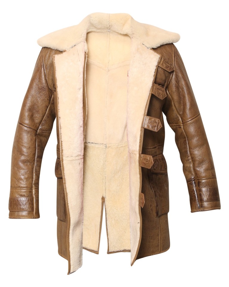 Mens Tom Hardy Bane The Dark Knight Rises Real Shearling Leather Coat ...