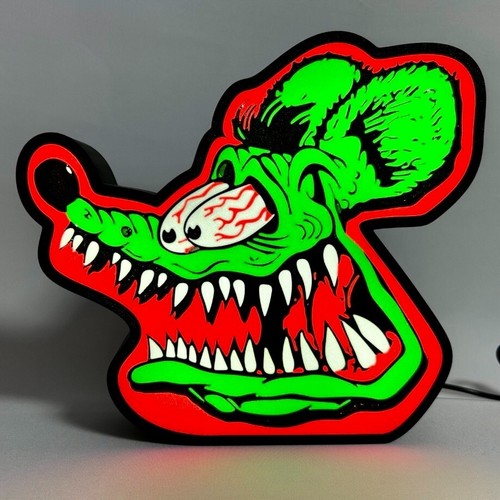 Rat Fink Head Hot Rod Racing Light Box 3D Printed LED Lamp Neon Sign 7 ...