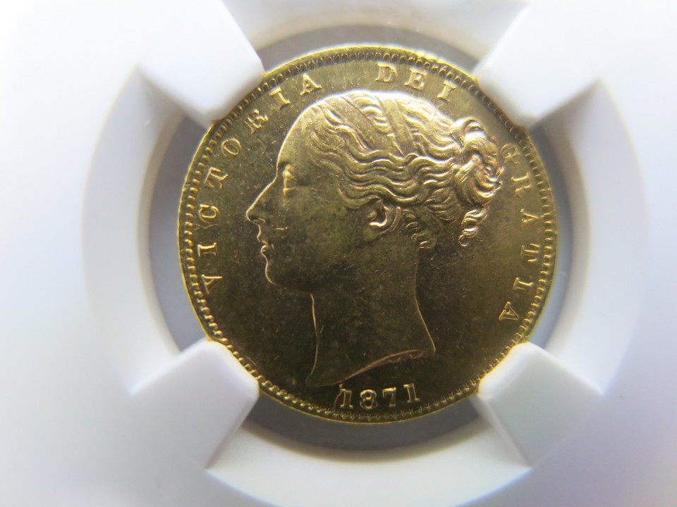 1871 gold Sovereign Great Britain NGC MS62 Shield victoria English coin ...