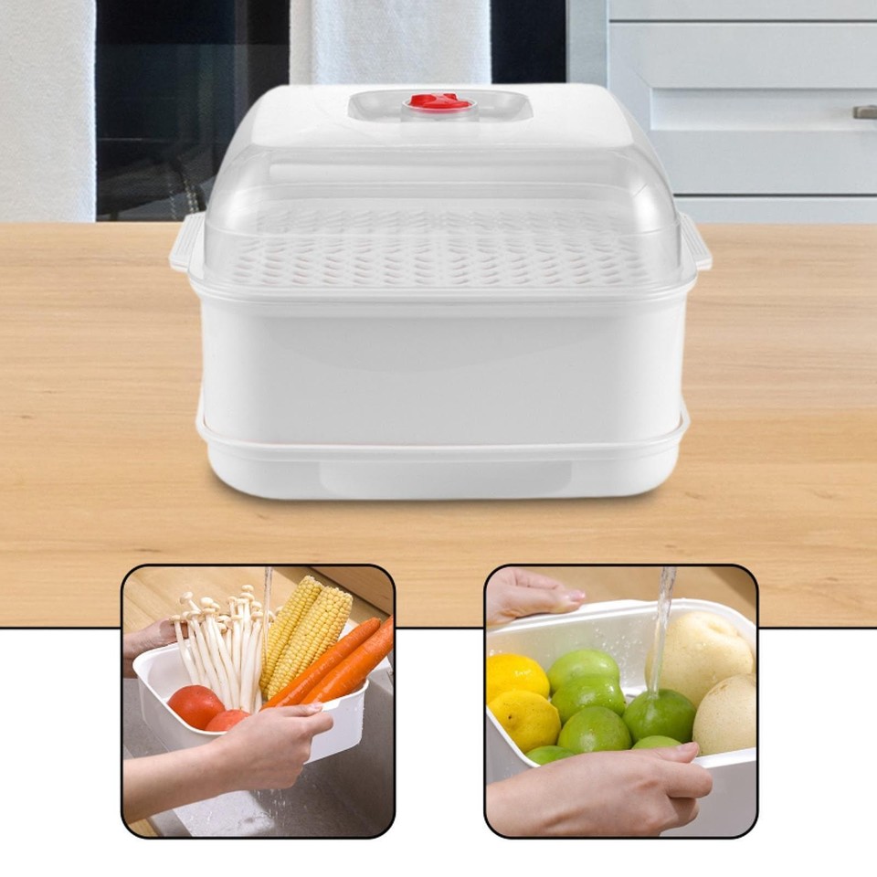 Microwave Steamer Micro Cookware with Lid Steam Bun Vegetable Box ...