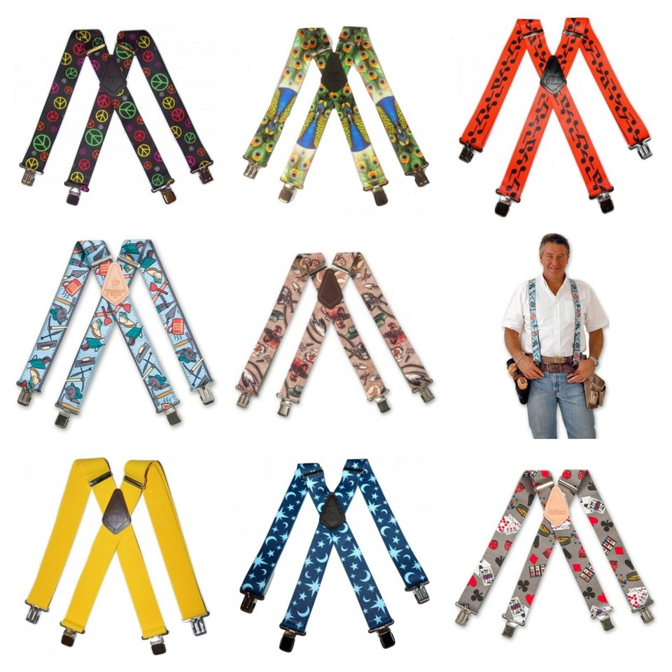 Men's Work Trouser Braces 2" Wide Heavy 50+ Designs - One Size Fits All ...