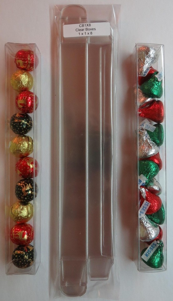 50 Crystal Clear Test Tube Boxes 1"x1"x8"Gumballs,M&M,Party Favors ...