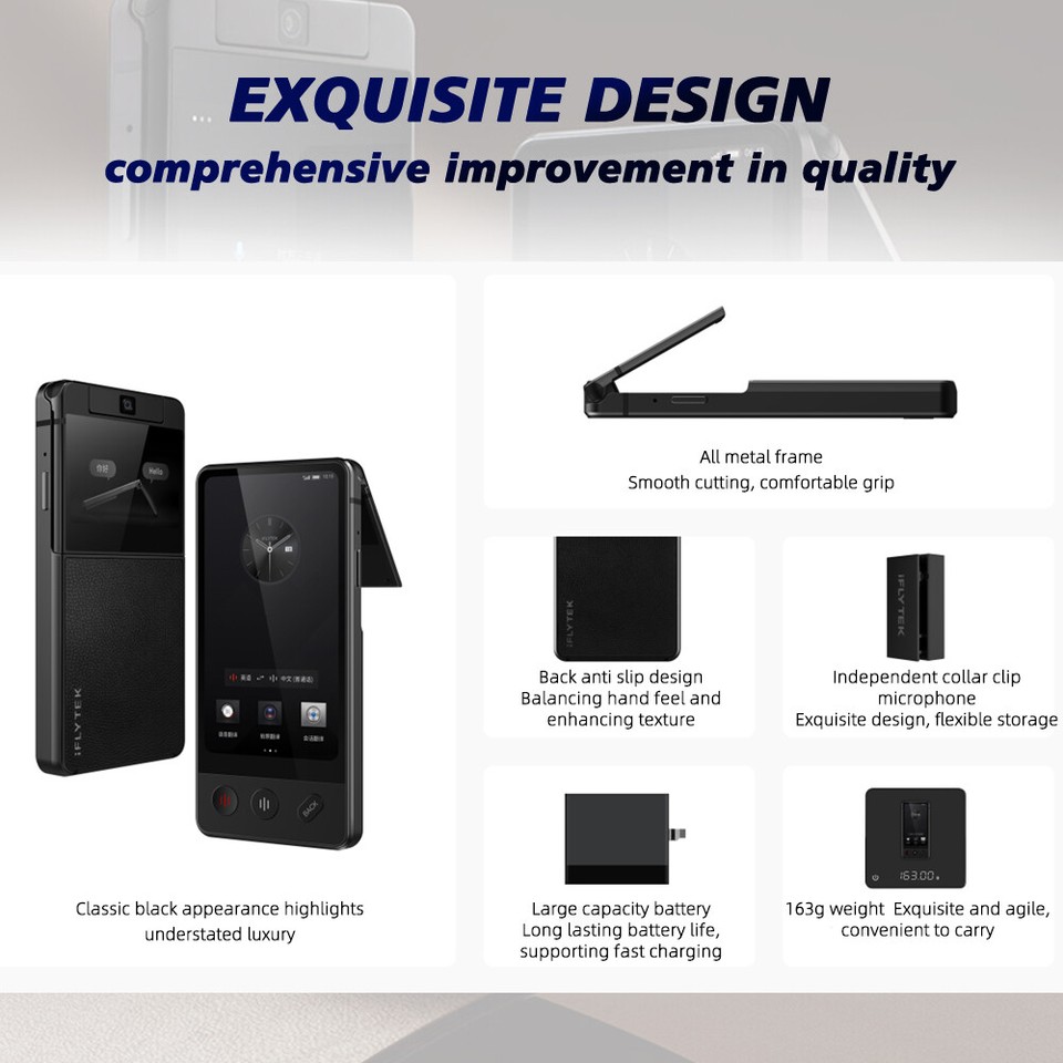 iFLYTEK Dual Screen Instant Translator 4.1-Inch Business Traveler ...