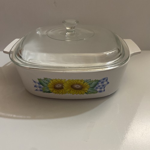 Corning Ware Casserole Sunflower Sunsations A2B 2L with Pyrex Lid | eBay