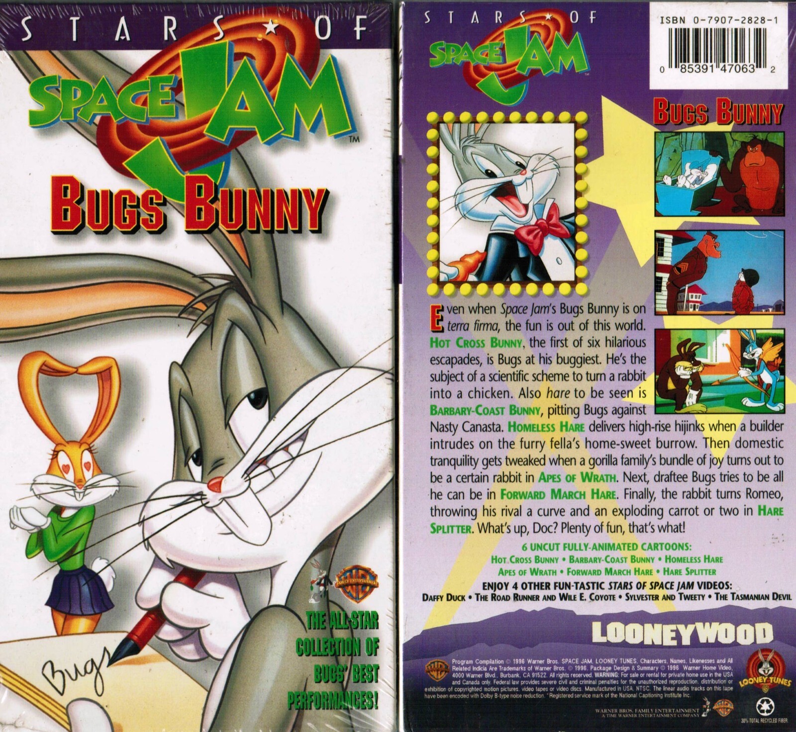 Stars of Space Jam Bugs Bunny VHS Video Tape New Mel Blanc John T ...