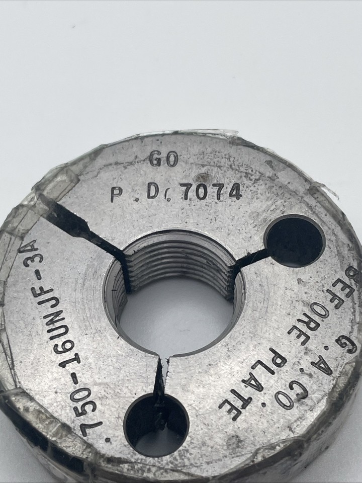.750-16 UNJF-3A THREAD RING GAGE - .3/4" - BEFORE PLATE GO GAUGE - P.D ...