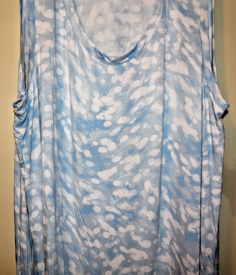 Lands End Plus Size 2X Cooling Long Nightgown Blue Tie Dye Sleeveless ...