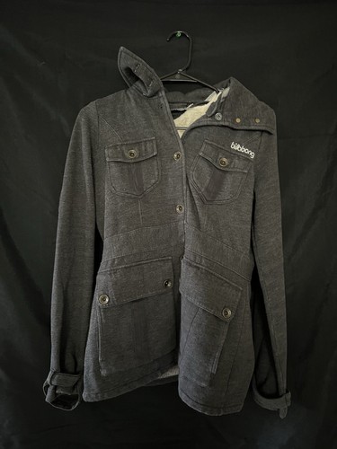 y2k surf billabong coat button up jacket women’s size medium dark grey ...