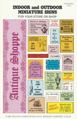 Dollhouse Miniature Antique Store Sign Set Lots of Variety Over 20 ...