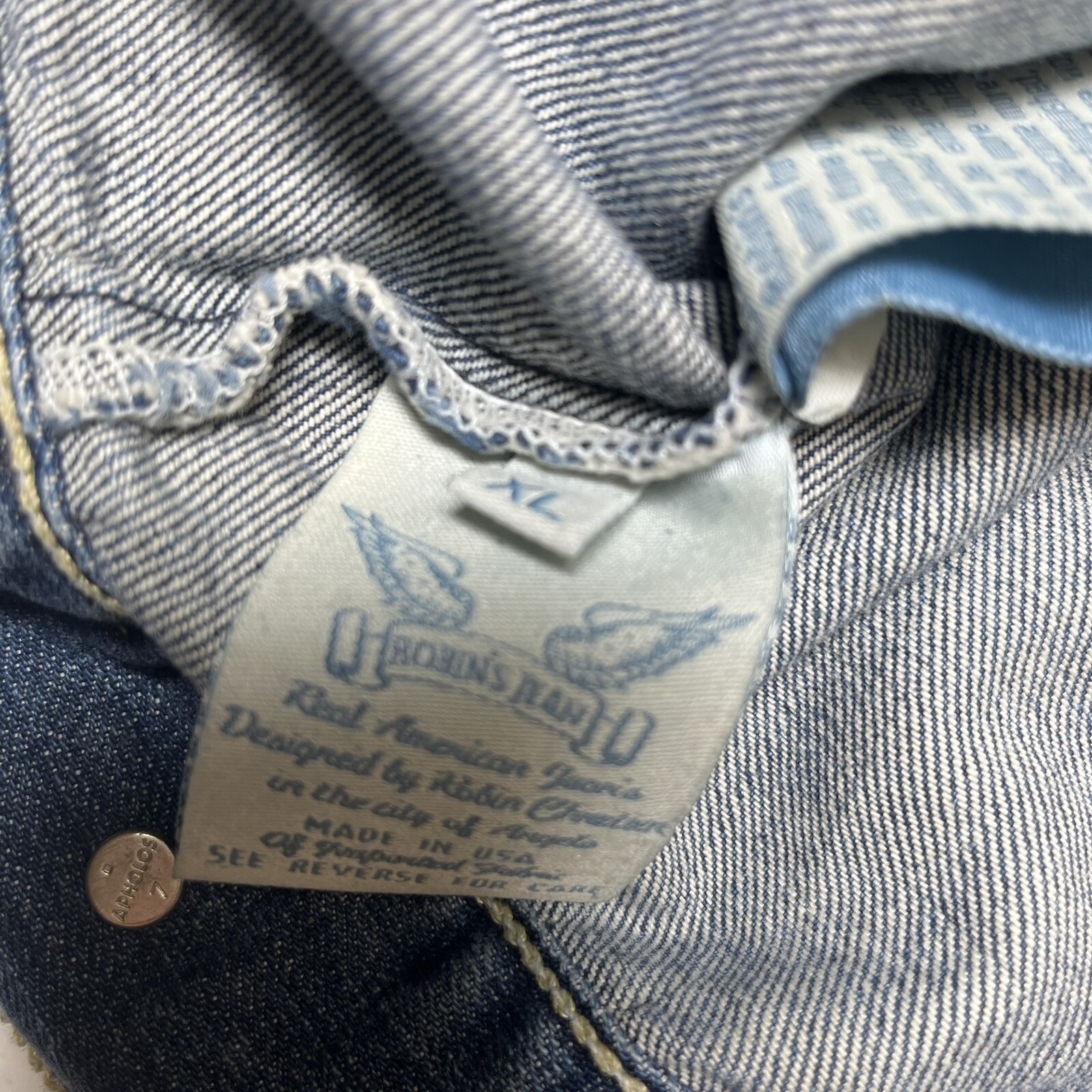 robin jeans denim motorcycle club jacket mens XL - Gem