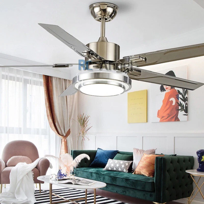 Stainless Steel Ceiling Fan With Led Light | Shelly Lighting