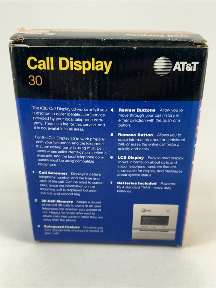 Vintage 1991 AT&T Telephone Call Display/Caller ID Device 30 NIB | eBay
