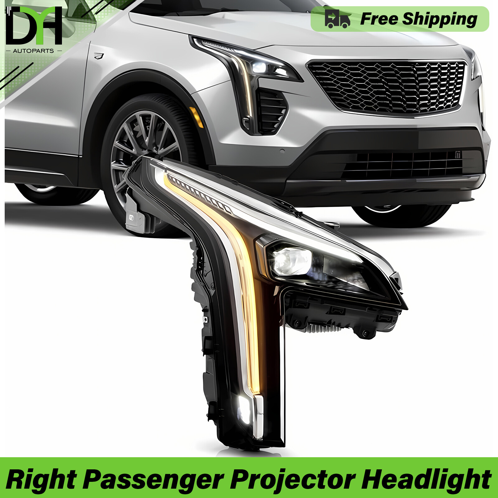 Passenger LED Projector Headlight w/ Cornering Lamp&DRL For Cadillac ...
