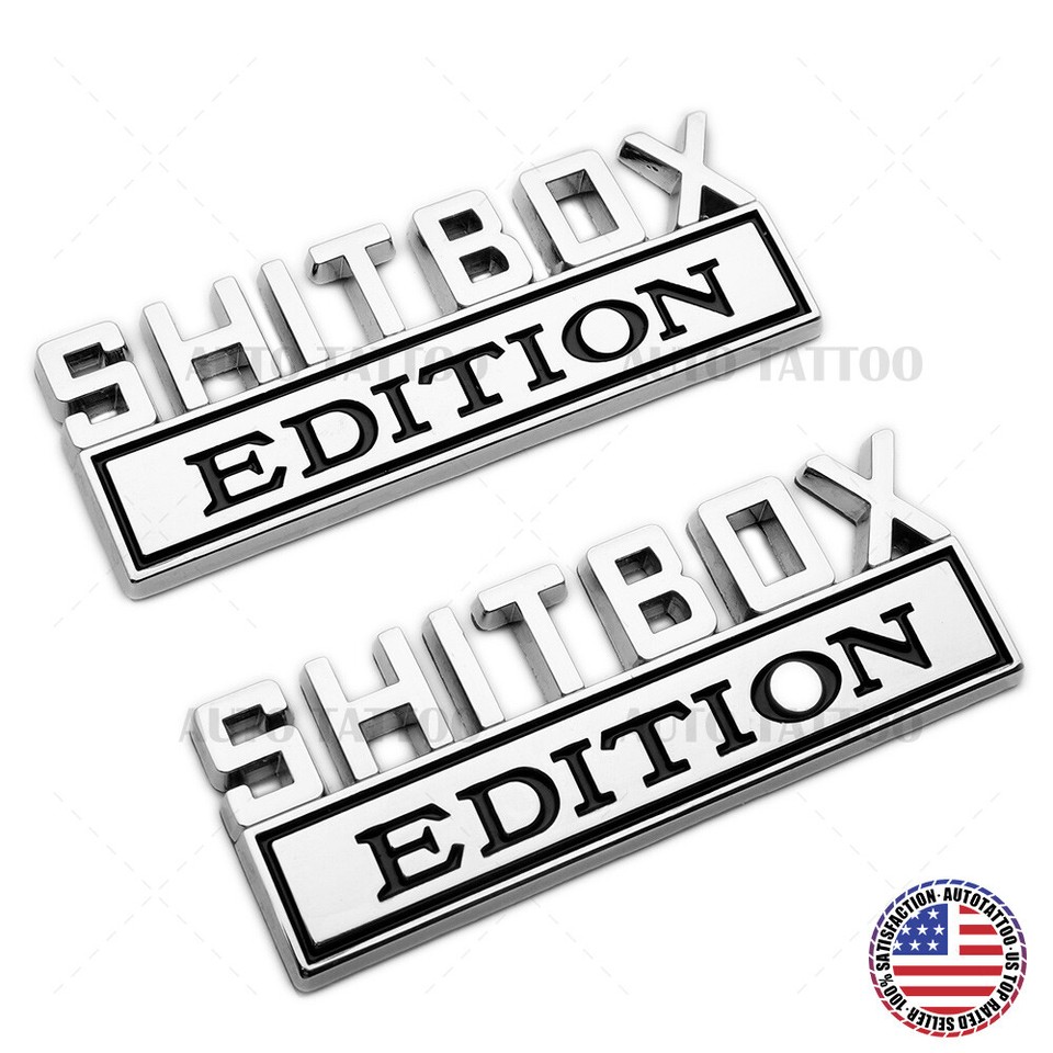 2Pcs ShitBox Edition 3D Car Truck Emblem Funny Badge Sticker Decal ...